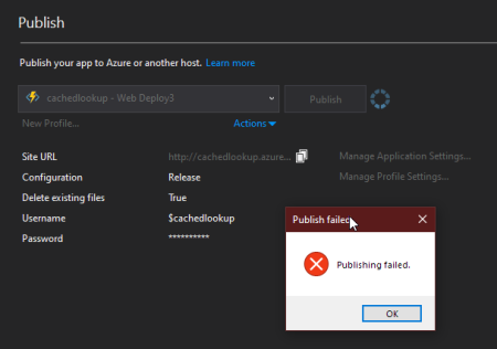 Solved: Azure Function "Publish Failed" from Visual Studio 2017 | Gundersen.net